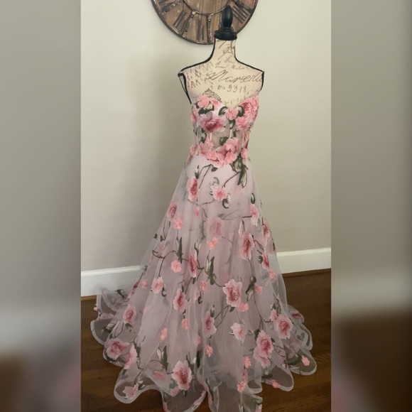 Andrea & Leo Couture | Dresses | Vintage Style Rose Floral Ruffle Prom ...